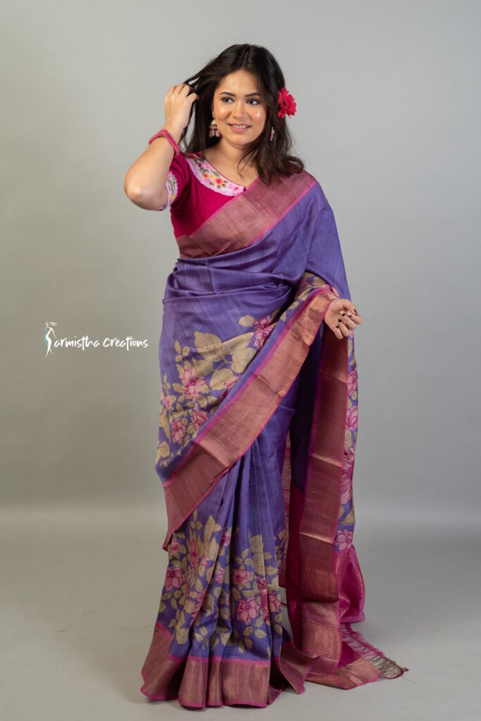 Zari Border Pure Tussar Silk Saree dtzbhbp-099 - Sarmistha Creations